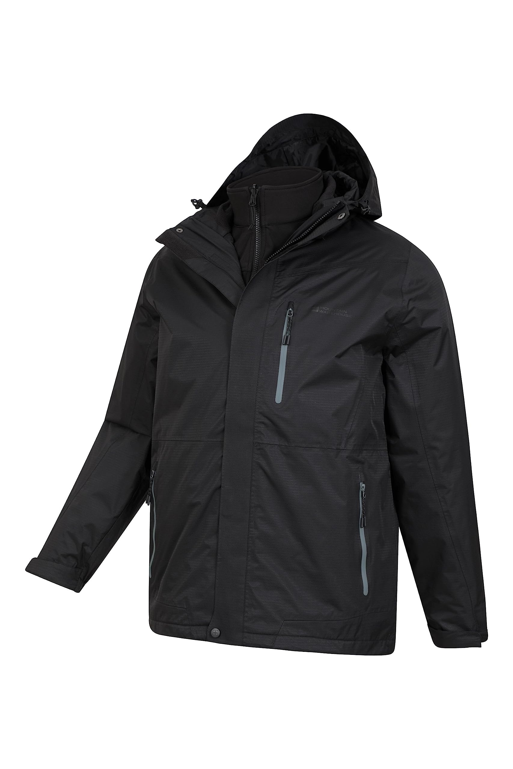 Mountain Warehouse Bracken Extreme 3 in 1 Mens Waterproof Jacket Dark Blue Large