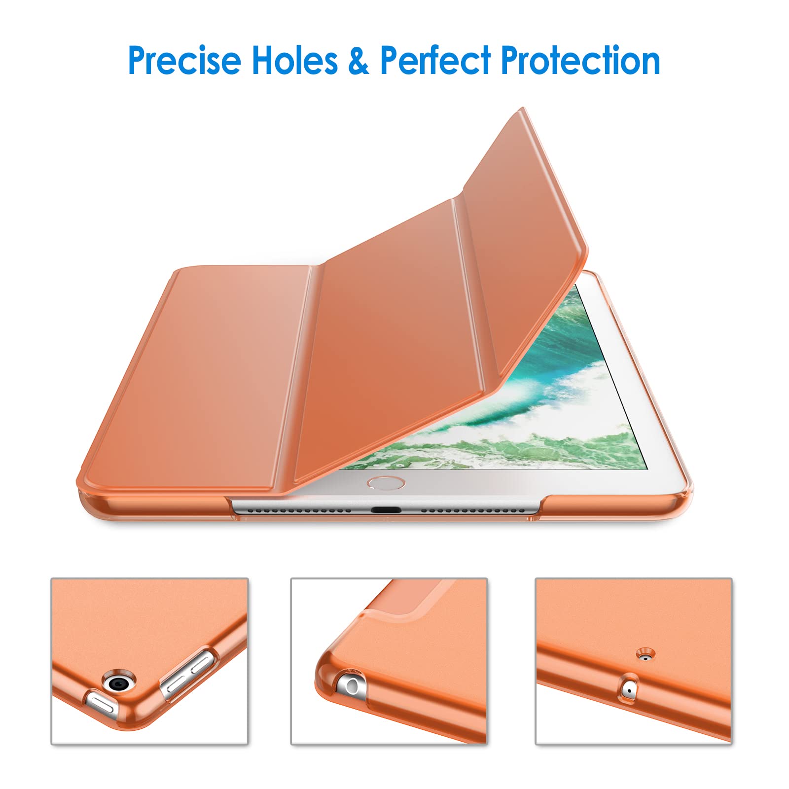 JETech Case for iPad (9.7-Inch, 2018/2017 Model, 6th/5th Generation), Smart Cover Auto Wake/Sleep, Papaya