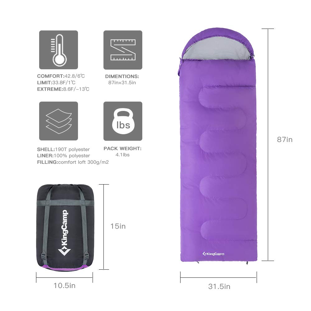 KingCamp Hooded Sleeping Bag: Lightweight and Windproof