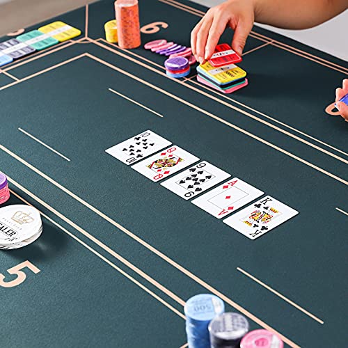 Poker tableclothPoker Table Layout Professional Poker Mat, Portable Rubber Poker Table Top Round, Play Cards, Poker Games, Blackjack, Casino (Color:A)