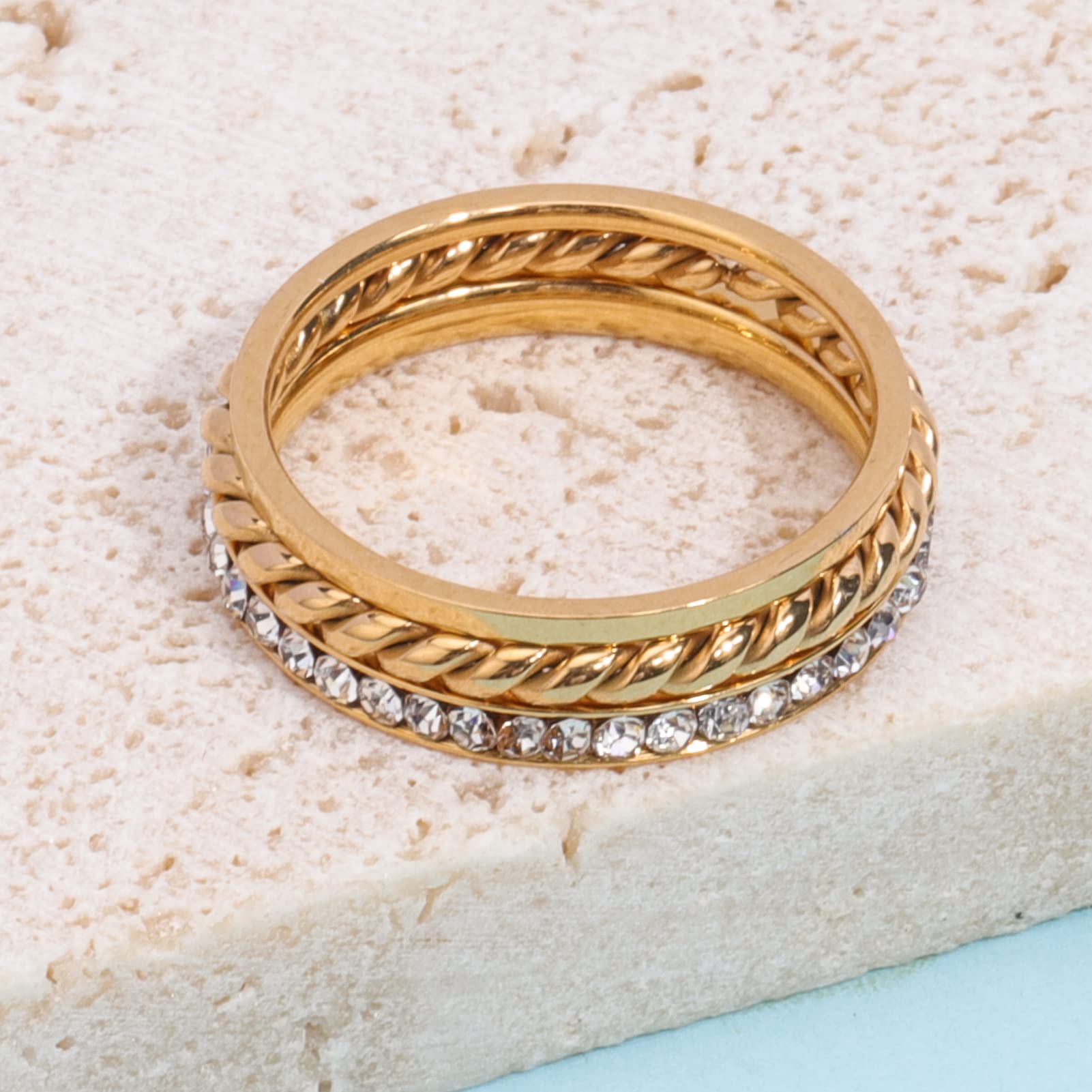 Joacii 18K Gold Plated Rings Toe Rings Stackable Rings for Women Rings Set Comfort Fit Size 9