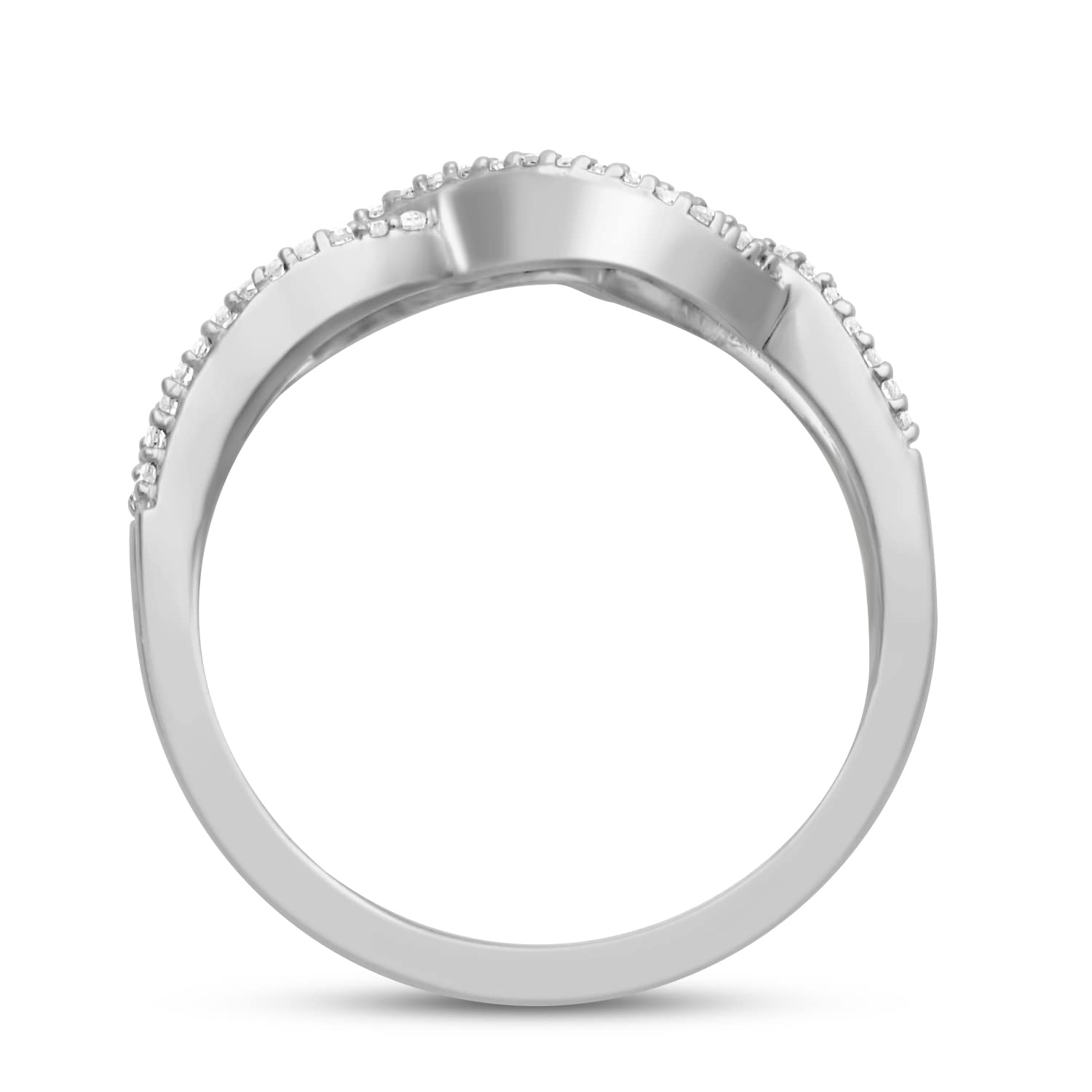 Jewelili 10K White Gold 1/6 Cttw Natural White Round Diamond Ring, Size 6