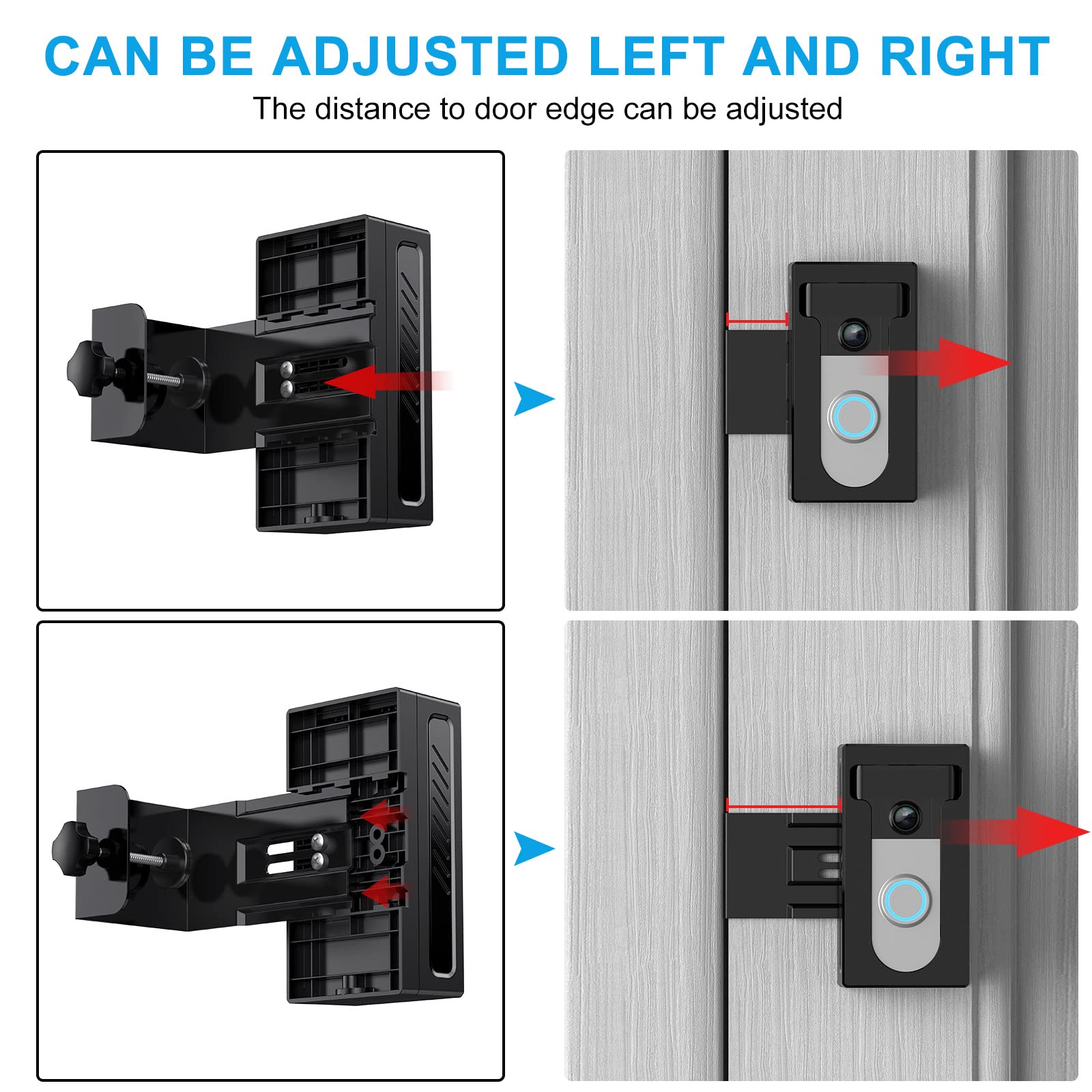 ODSD Anti-Theft Video Doorbell Mount, No-Drill Doorbell Mount, Not Block Doorbell Motion Sensor, Adjustable Mounting Bracket Kits for Apartment Home Renters Coal Black
