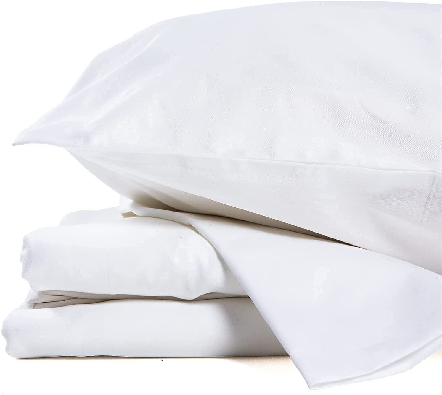 King Sheet Set 600 Thread Count, 100% Cotton Hotel Luxury Bed Sheet Set-4 Pieces Sheet & Pillowcase Set Ultra Soft Linens with 16" Deep Pocket Breathable & Durable (King, Pure White)