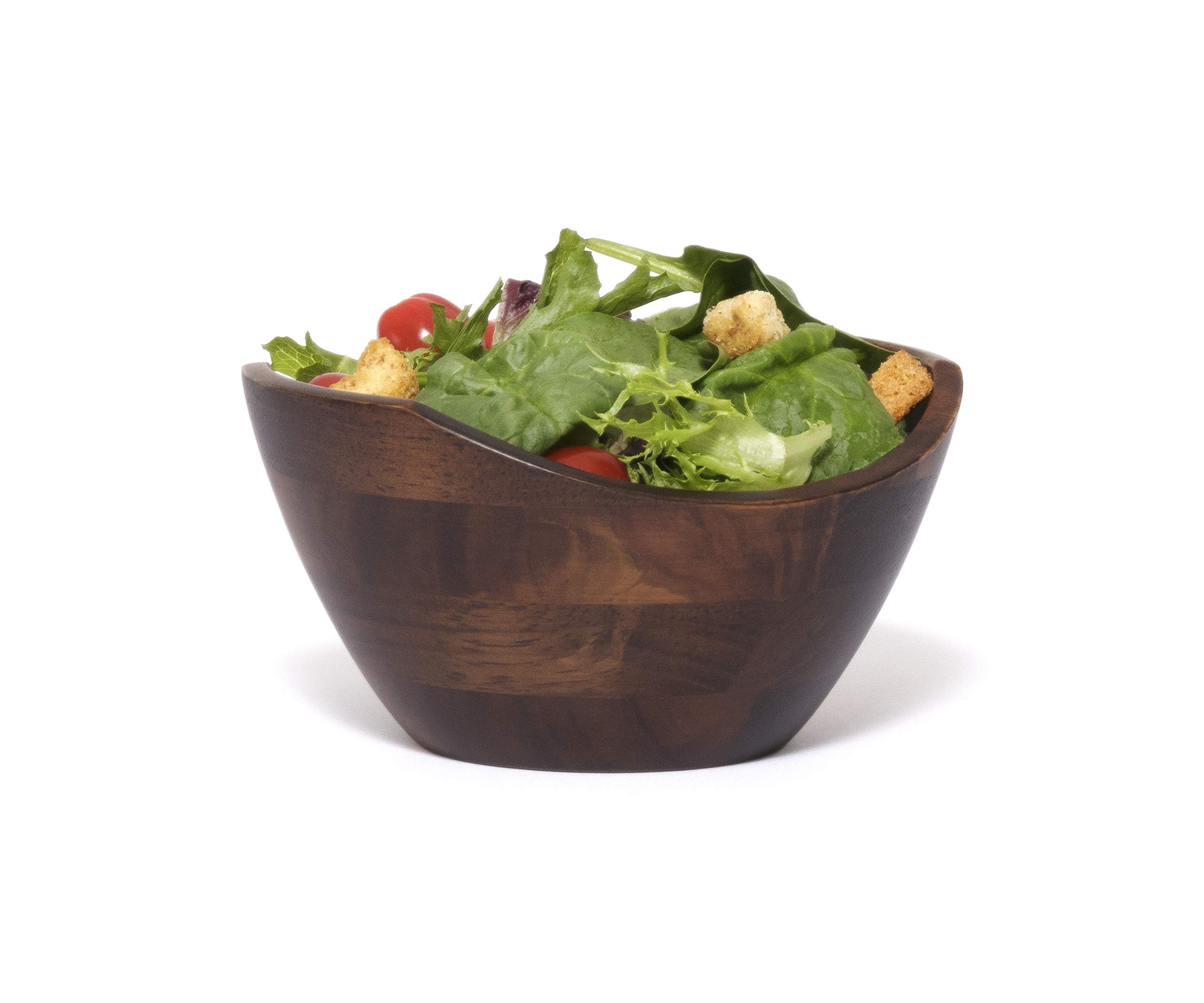 Lipper International Set of 4 Walnut Finish Small Wavy Rim Bowls