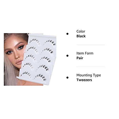 Lower Lashes 5 Pairs Clear Band Bottom Lashes False Eyelashes Natural Look Demi Wispies lashes Strip Eye Lashes Under Lashes Extensions Soft Handmade Fake Lashes Pack by Zenotti