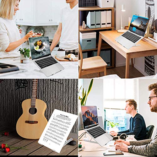 Laptop Stand for Desk, Ergonomic Aluminum Laptop Riser 7 Adjustable Height Foldable Portable Notebook Computer Stand for 8-18" Laptop Tablets Compatible with MacBook Air Pro, HP Sliver