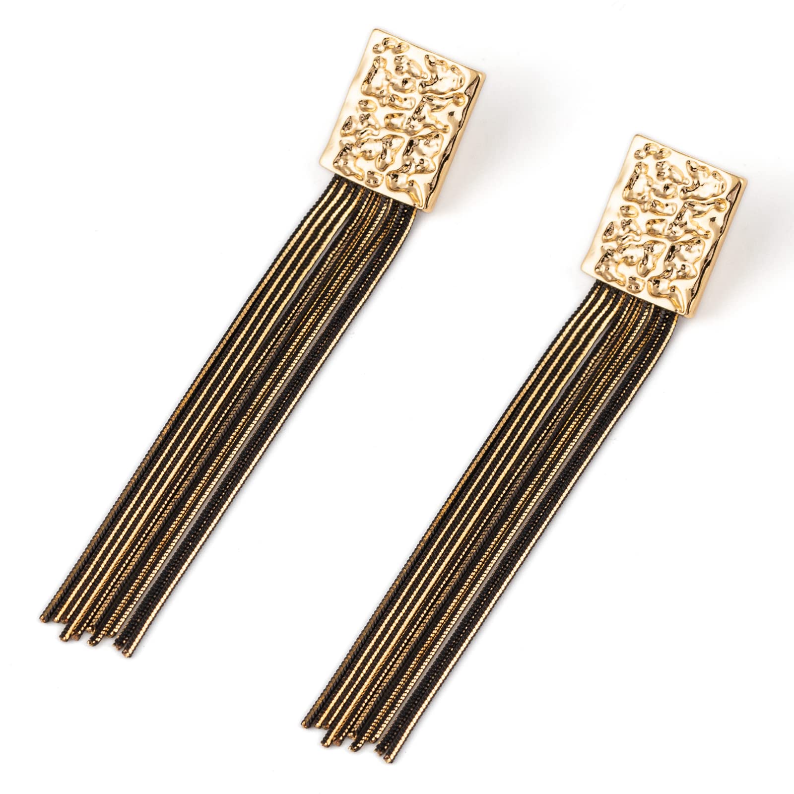 Long Chain Tassel Earrings Elegant - Sleek Chain Fringe Dangle Earrings for Party, Wedding or Event