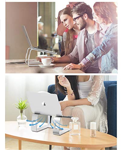 Laptop Stand Holder Computer Riser, Aluminum Cooling Notebook Stand Mount Laptops Elevator for Desk for MacBook Pro Air, Lenovo, HP, Dell, 10-15.6β Laptops - Silver