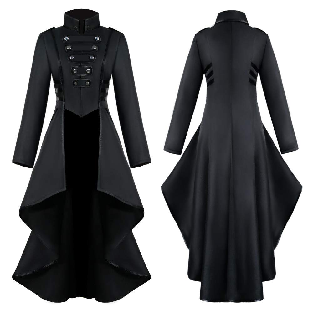 Kaitobe Women's Winter Vintage Gothic Tailcoat Button up Steampunk Jacket Tuxedo Coat Wedding Uniform Blazer Jacket