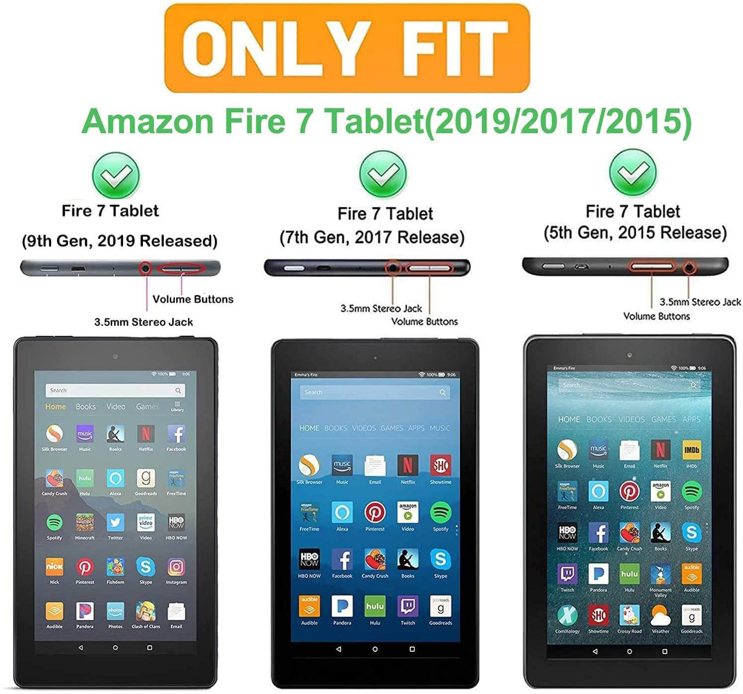MOXOTEK Kindle Fire 7 Tablet Case, Fire 7 2019/2017/2015 Kids Case with Shoulder Strap, Lightweight Shockproof Handle Stand Case for Amazon Fire 7 inch Tablet (9th/7th/5th Generation), Teal