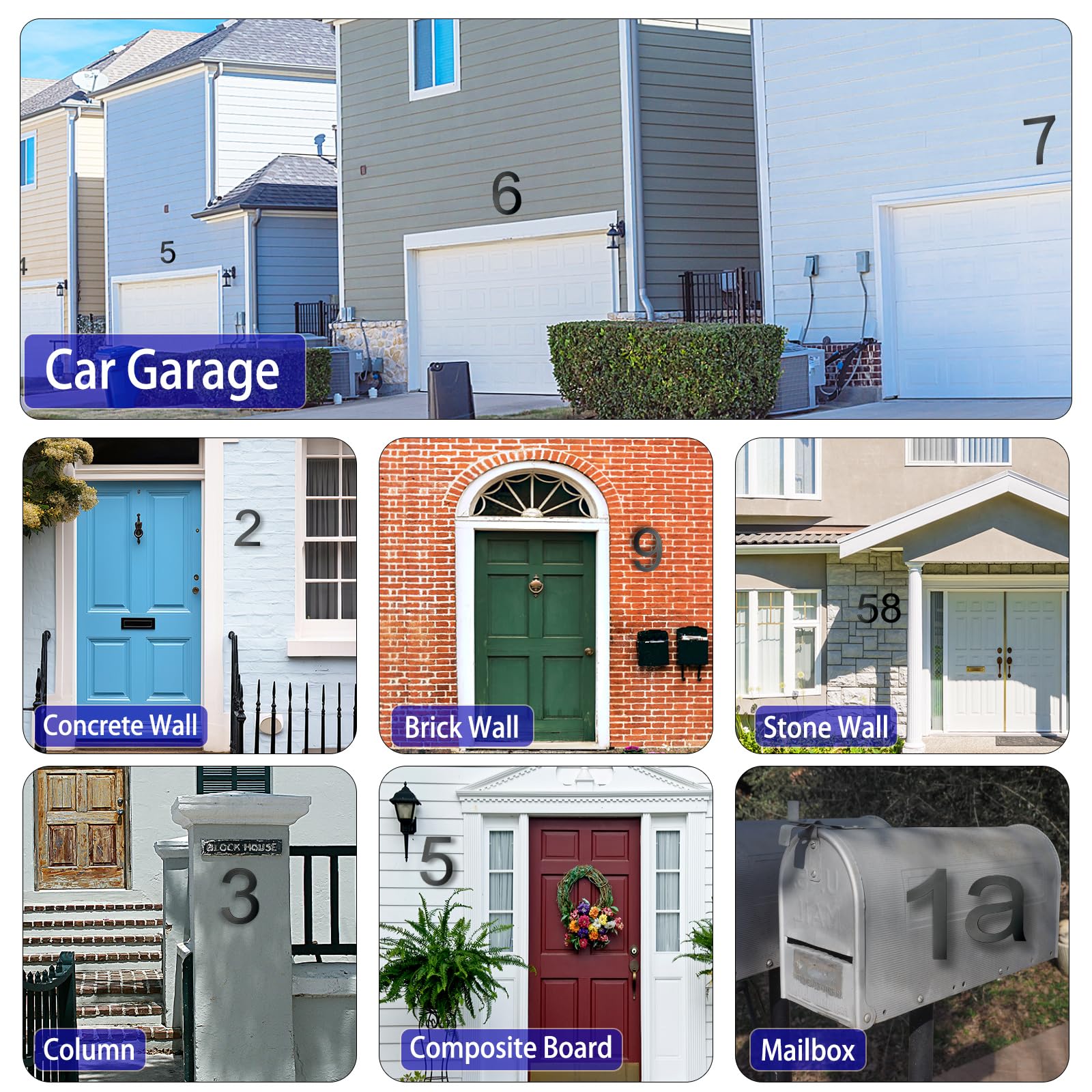 MOLVCE 8 Inch Large House Numbers for Outside, Stainless Steel Address Numbers, Floating Modern House Numbers, Door Mailbox Numbers, Number 4