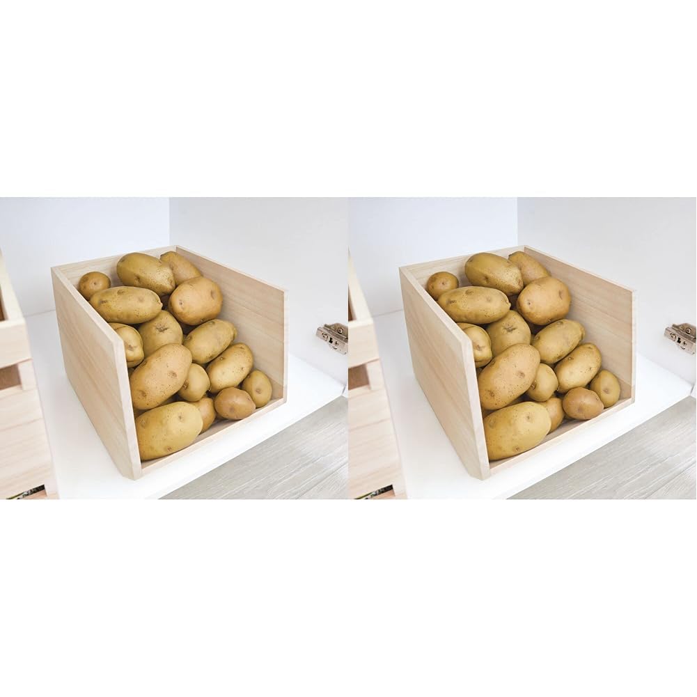 iDesign Renewable Paulownia Wood Collection Open Front Storage Bin, 11.46" x 8" x 10", Natural (Pack of 2)