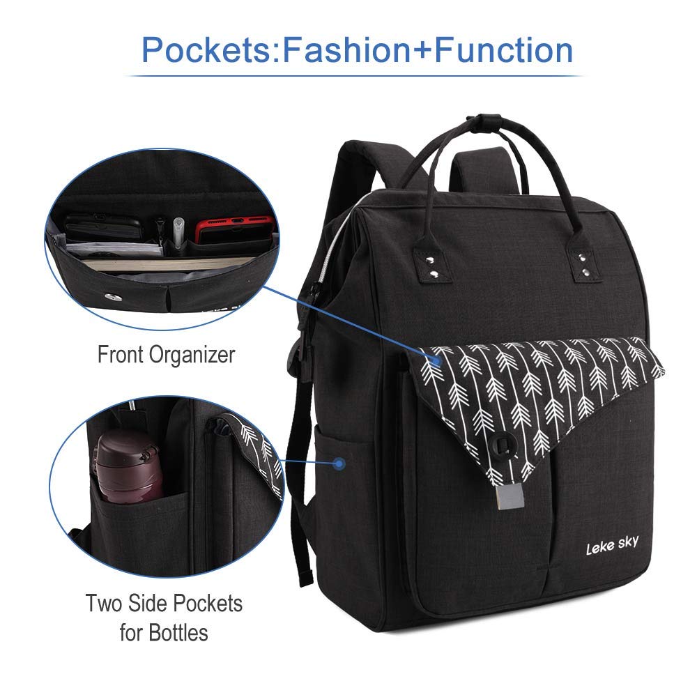 Lekesky Travel Backpack for Women,Woman Backpack Purse,Made by Design Travel Backpack,Large Capacity Black Rose Color