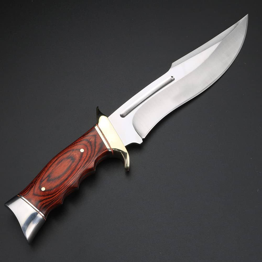 liuliang1 12.2'' Hunting knife Fixed Blade with the sharpest 3Cr13MoV stainless steel Red sandalwood Handle+sheath for Outdoor Survival, Camping