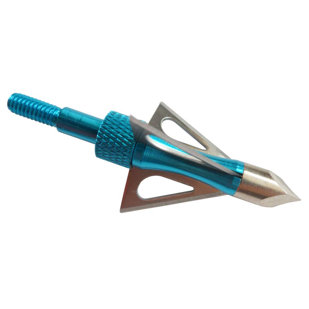 Jocoo 12PK 3 Blades Hunting Broadheads 100 Grain Screw-in Arrow Heads Arrow Tips Compatible with Crossbow and Compound Bow + 1 PK Broadhead Storage Case (Blue 12-ZZ)