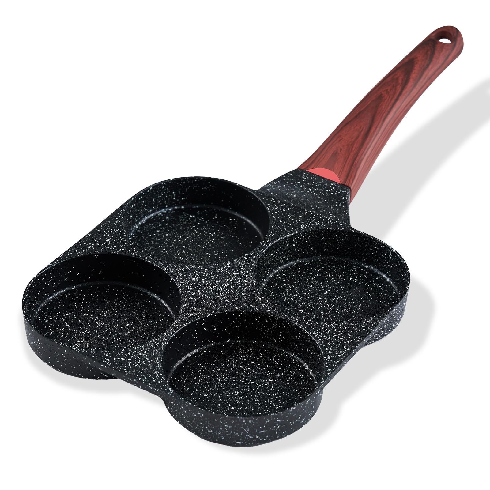 SNOWCLAD Egg Pan, 4-Cup Nonstick Granite Omelette Skillet,Non Stick Pancake Frying Pan for Breakfast,Suitable for Gas Stove & Induction Cookware - Black