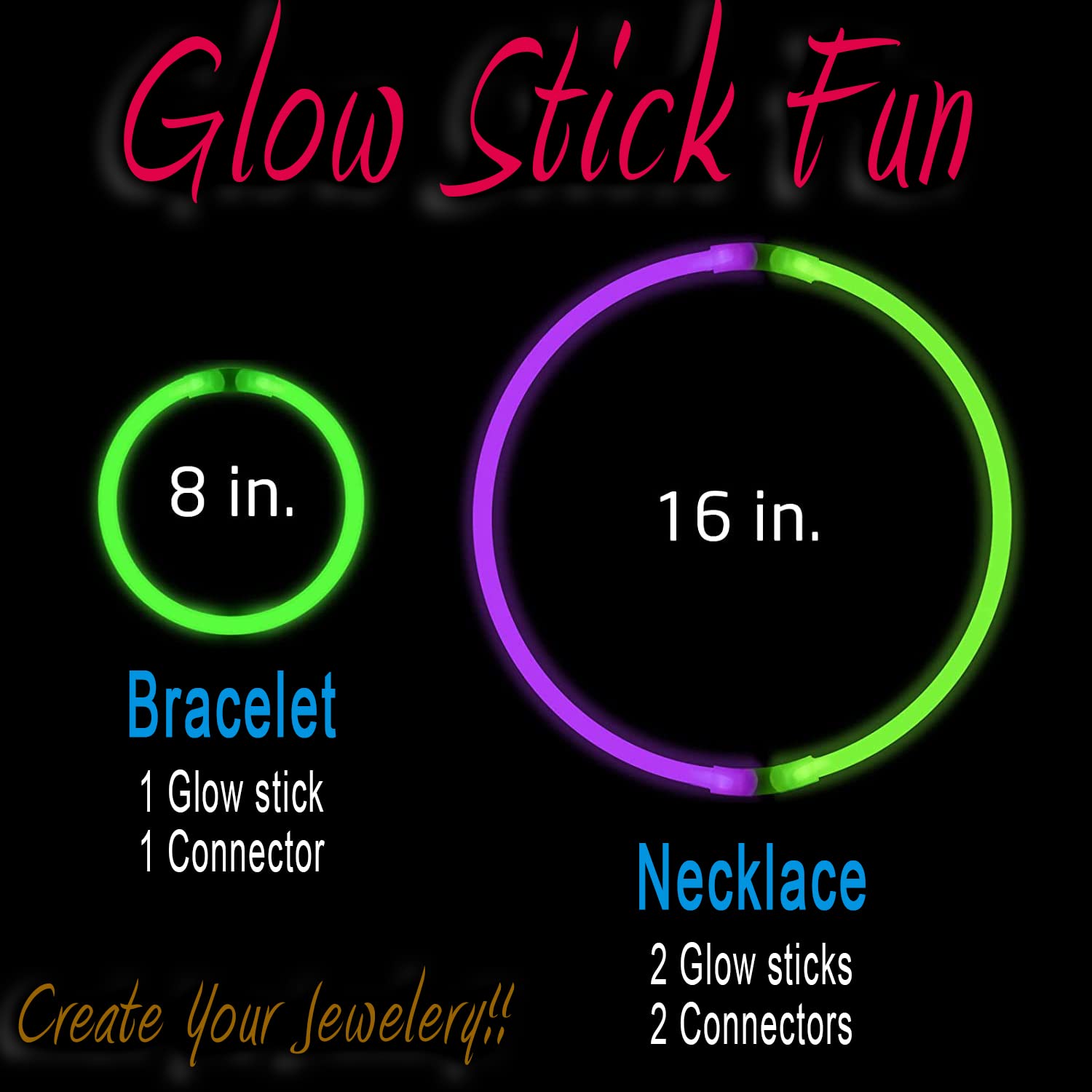 HSGUS 100 Pack Glow Sticks