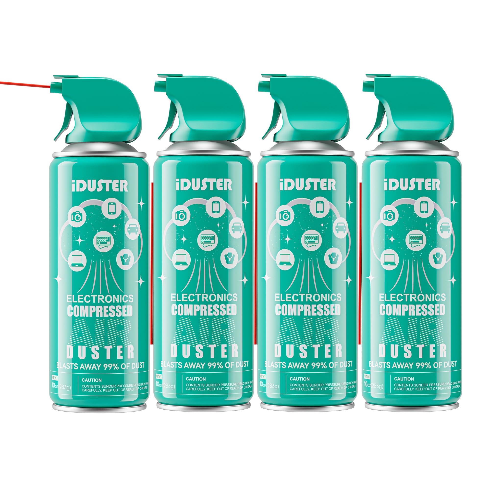 iDuster Canned Air Duster for Computer - Disposable Keyboard Cleaner Cleaning Duster for Electronics, 4PCS(10oz)