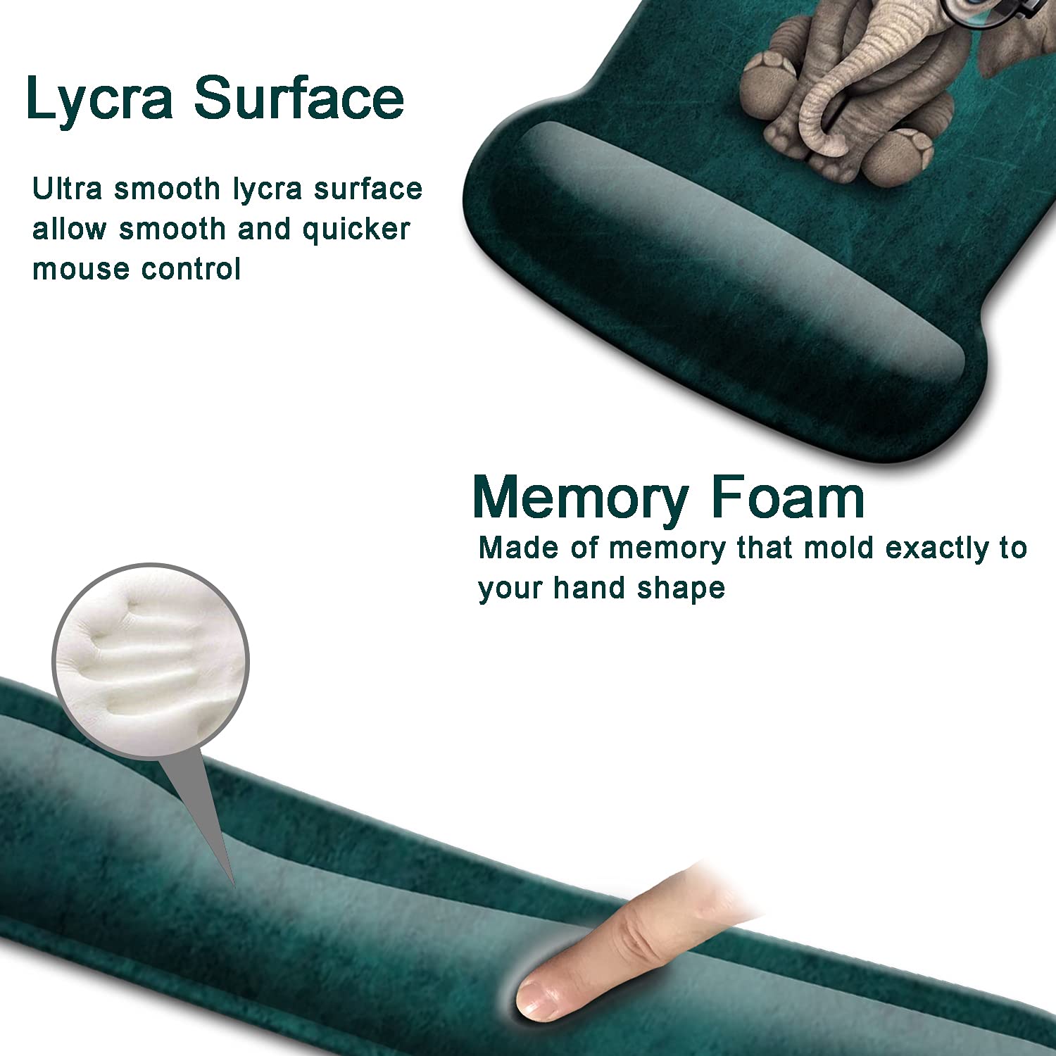 Keyboard Wrist Rest Pad and Mouse Wrist Rest Support, Comfort Wrist Rest Pad with Non-Slip Rubber Base & Memory Foam Support for Working Gaming Fatigue Pain Relief Adorable Elephant