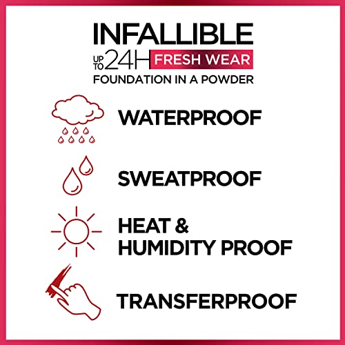 L'Oreal Paris Infallible 24 Hour Fresh Wear Waterproof Powder Foundation, 375 Deep Amber (Pack of 3)