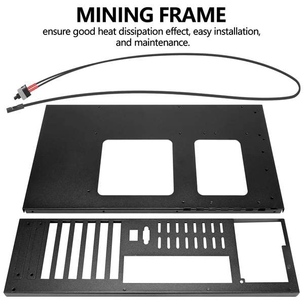Popidome Mining Frame Mining ETH Motherboard Bracket Thickened Bitcoin Mining Case Support ITX/ATX for 8 GPU(ATX) Black