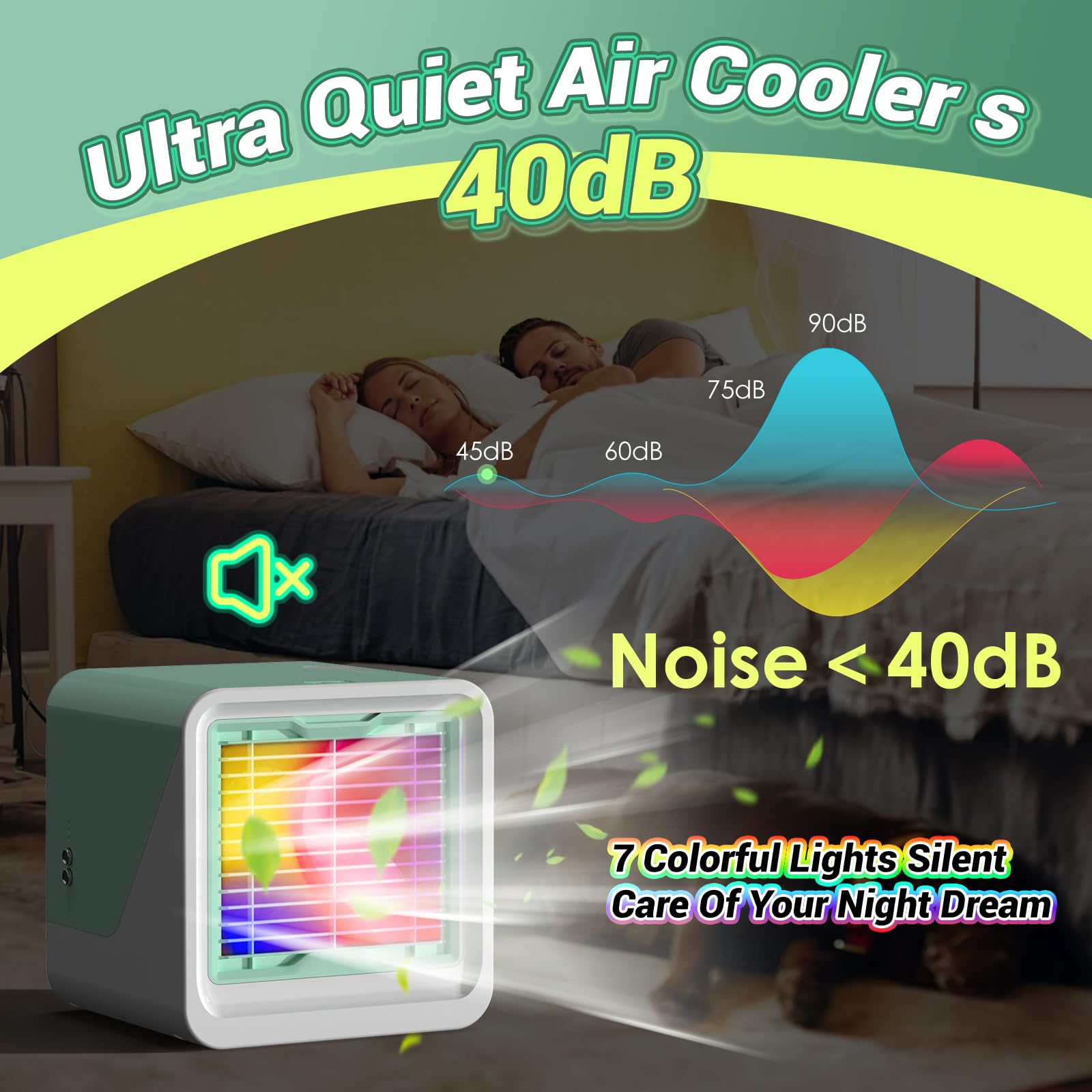 Portable Air Conditioners, 3-Speed Personal Air Conditioner, 500ml Tank AC Unit Cooling Fan,USB Air Cooler 7-Color NightLight,Quiet Mini Air Conditioner Humidifier with Handle for OfficeCarCampingTent