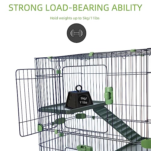 Yone jx je 4-Level Small Animal Cage Hutch with Wheels, Removable Tray, Platform and Ramp for Rabbit Bunny, Chinchillas, Ferret, Hedgehog & Gerbils (Green)