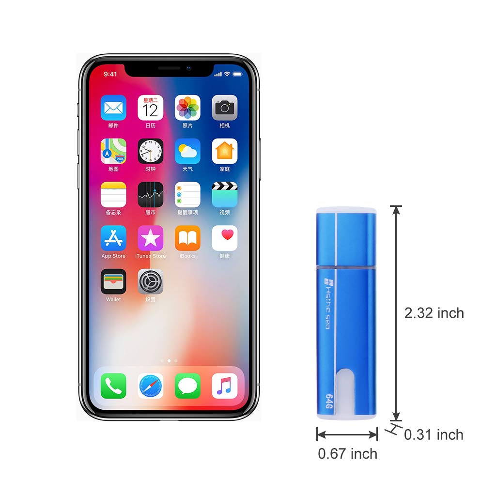 Hsthe Sea 64GB Thumb Drive 5 Pack High Speed USB 3.0 Memory Stick with LED Light USB Flash Drive Pen Drive Waterproof Design for Storage(Multicolors)