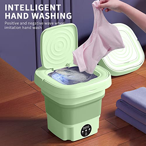 ifayhome Portable Washing Machine, Foldable Mini Small Washer for Baby Clothes, Underwear or Small Items, Suitable for Apartment, Laundry, Camping, RV (Green)