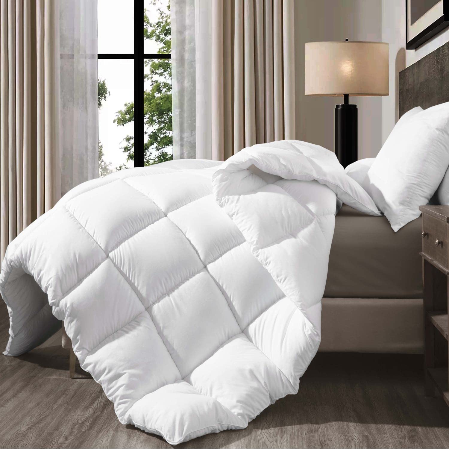 Kingsley trend Queen Duvet Comforter Insert - Ultra Soft Box Stitched Queen Size Duvet, All Season White Down Alternative Cozy Comforter with Corner Tabs, Queen 90x90
