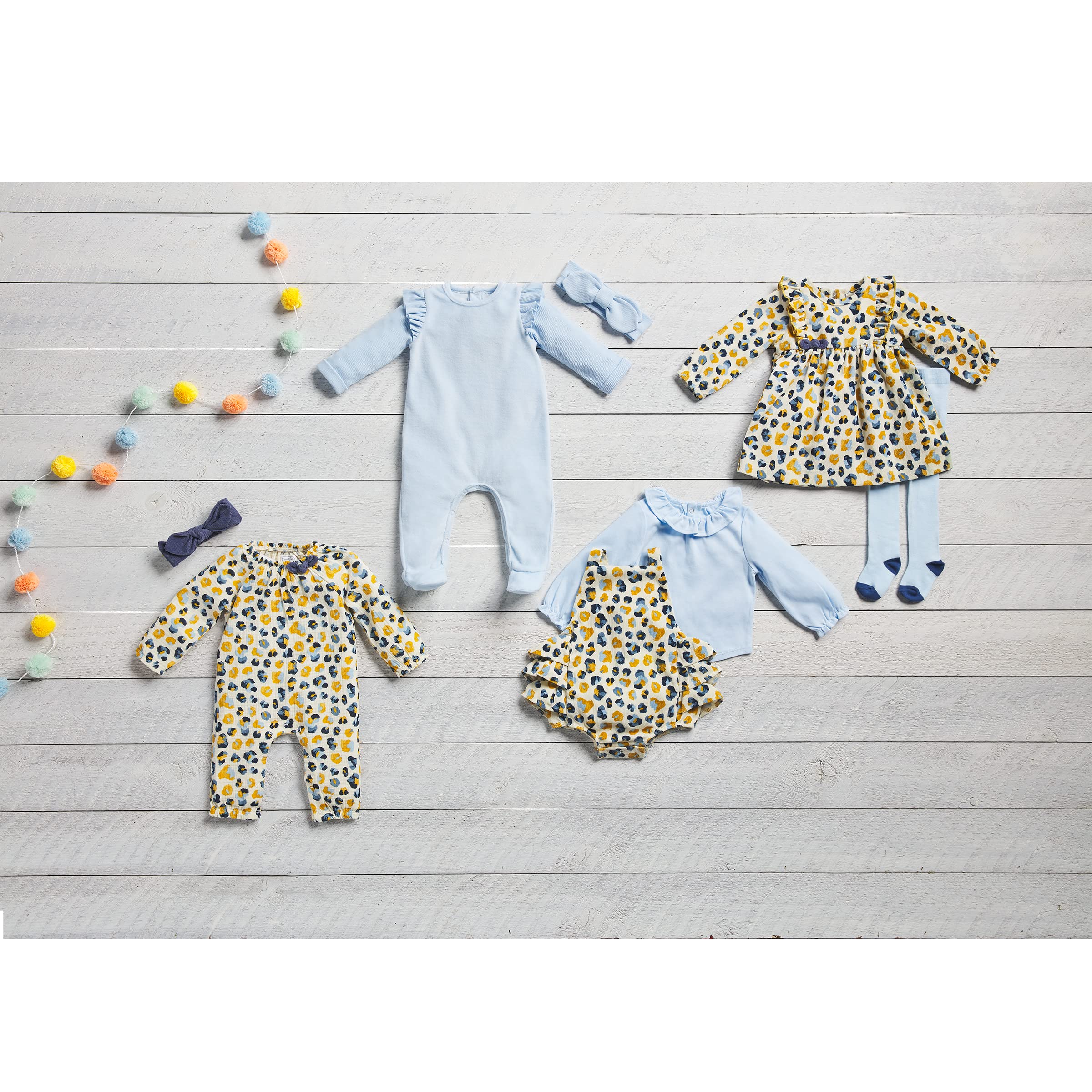 Mud Pie Baby Girl Leopard Bubble and Shirt Set, Blue, 9-12 Months