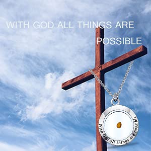 KUIYAI With God All Things Are Possible Necklace Mustard Seed Pendant Necklace Faith Jewelry (NE-With God NS)