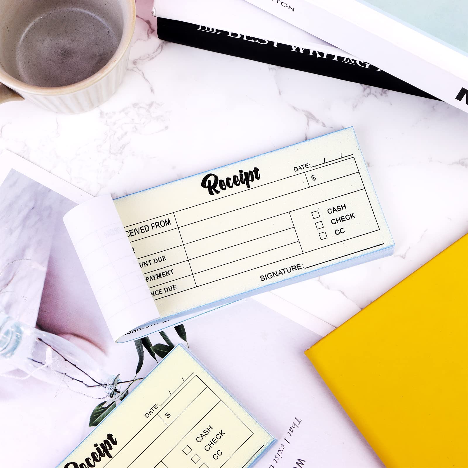 Ioffersuper 6 pcs Receipt Book,6 x 2.8 Inch, Carbon Duplicate Copies Receipt Book, Money/Rent Receipt Book, Cute Handheld Duplicate Copy Order Form for Craft Boutique Business (50 Sets per Book)