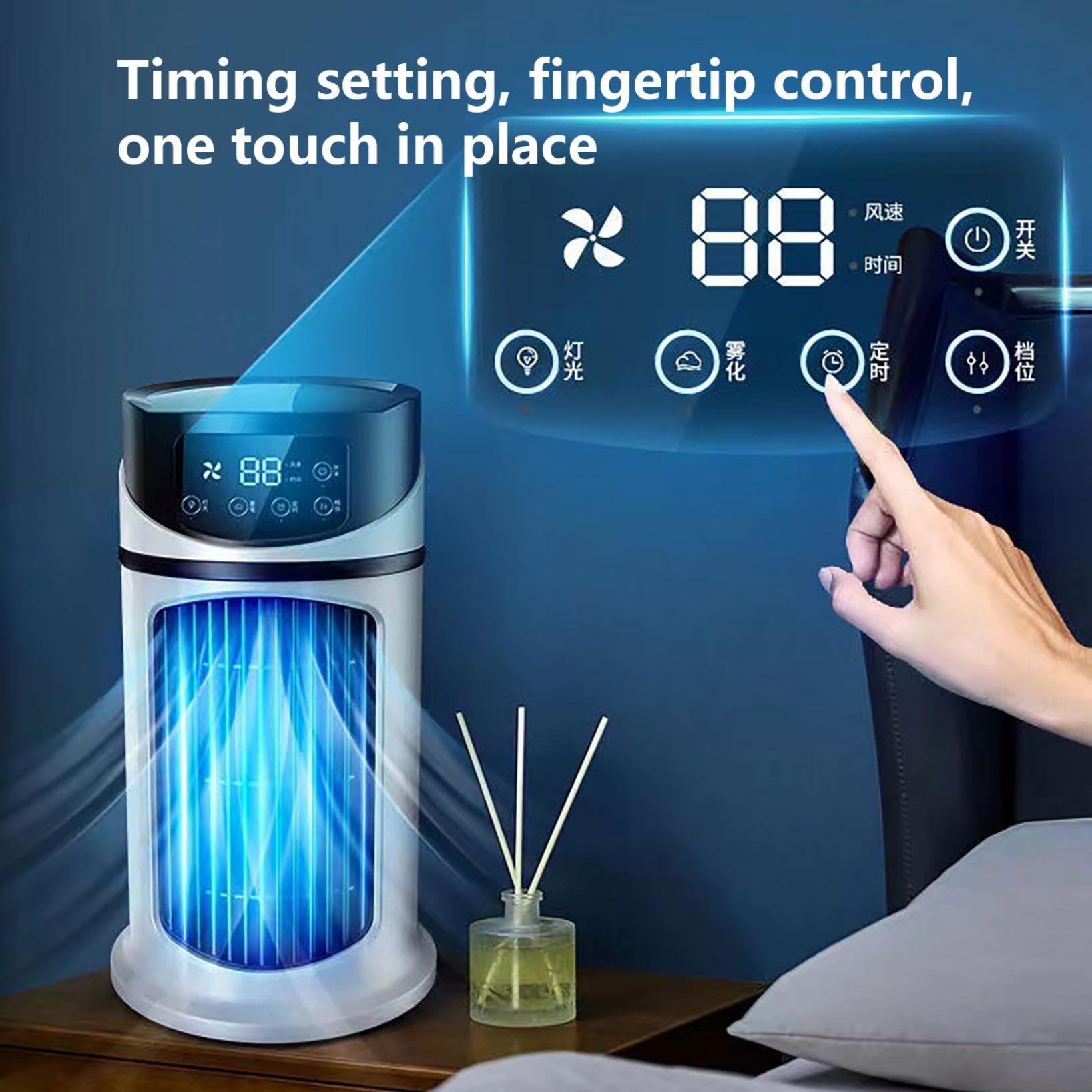 Portable π΄ππ Cooler, Small π΄ππ Conditioner Electric Fan, Five-Speed Wind Speed Multifunctional Timing USB Charging, for Home Dormitory Office Desktop Humidification