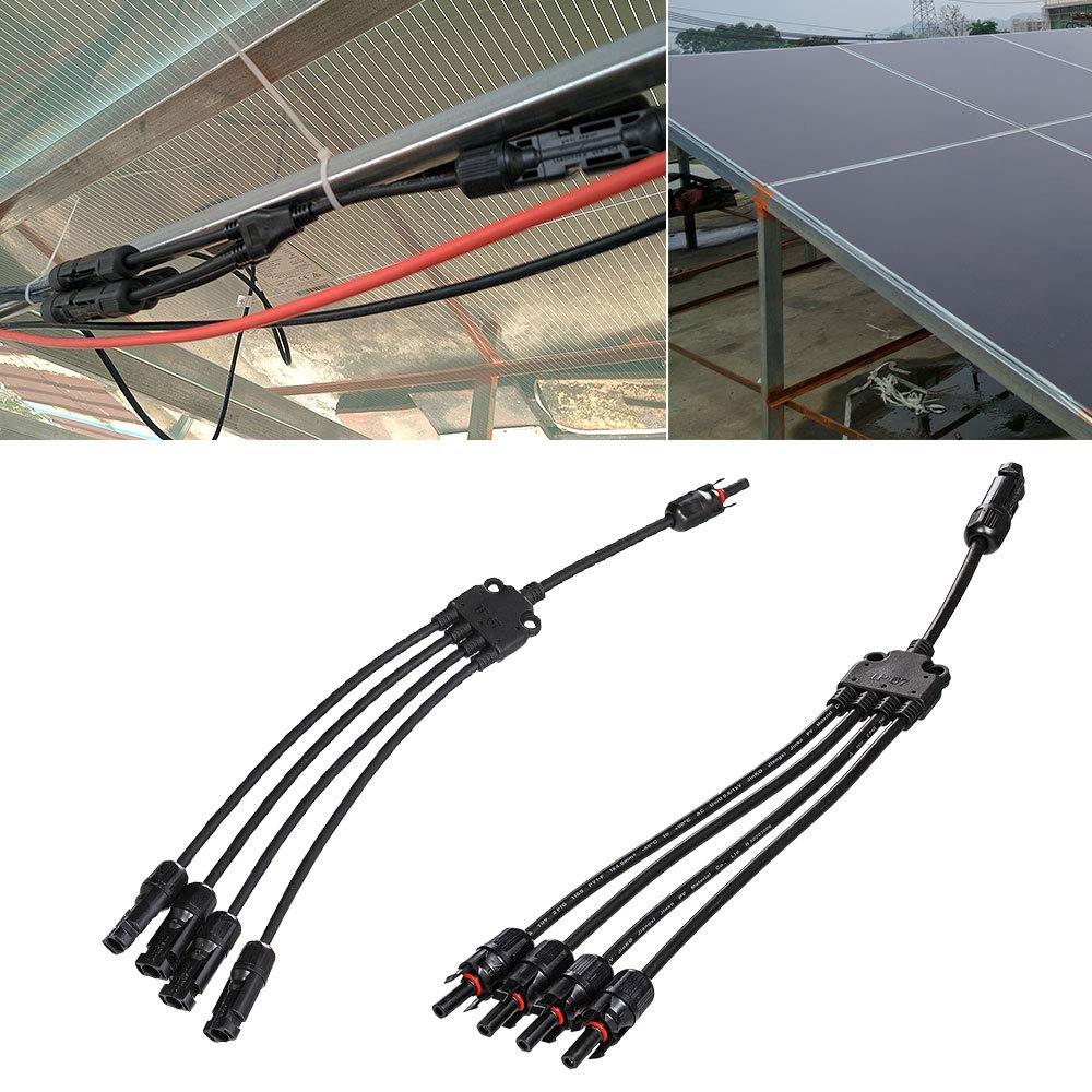 JJDD Carkio Y Shape Photovoltaic Connectors,1 Pair Male Female 1 to 4 Parallel Adapter Cable Wire Plug Can Extension Cable Wire Connector Compatible with Solar Panel-2 Pack