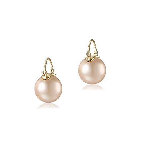 JQWL Gold stud earrings 14K gold plating simple earrings, Elegant Earrings design style best confession gift (Champagne)