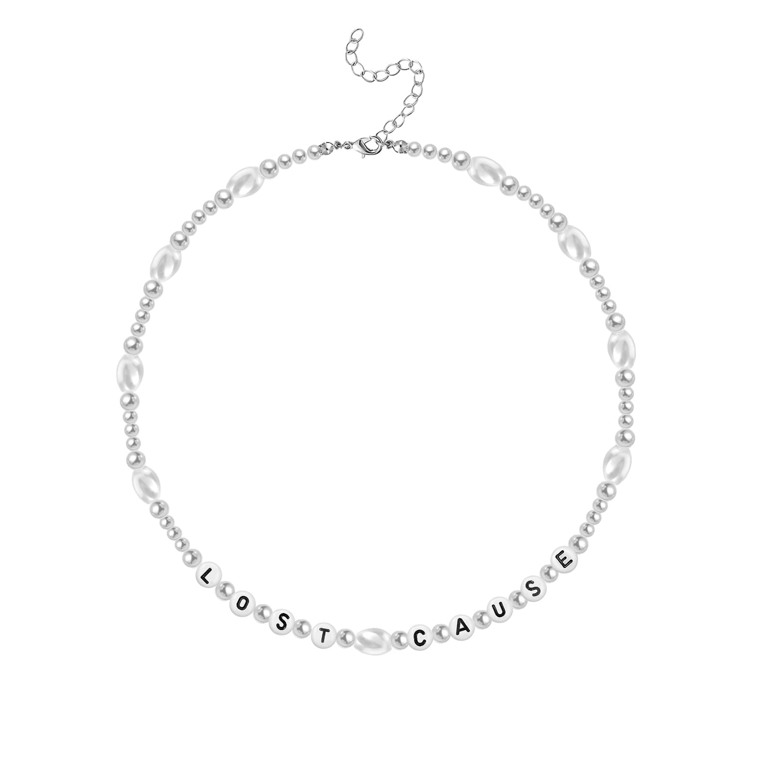 LOST CAUSE Necklace Inspired Miusic Adjustable Pearl Beaded Choker Necklace Fans Gifts