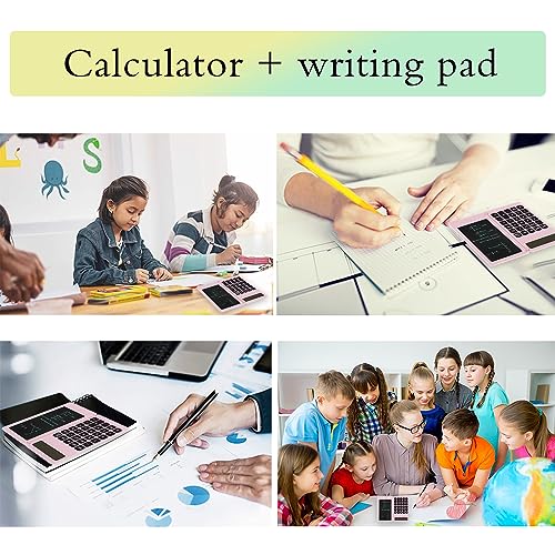 IPepul Calculator,Pink Kawaii calculators Desktop with Writing Screen, Large Display, and Quiet Design - Ideal for Students and Office Workers (Pink)