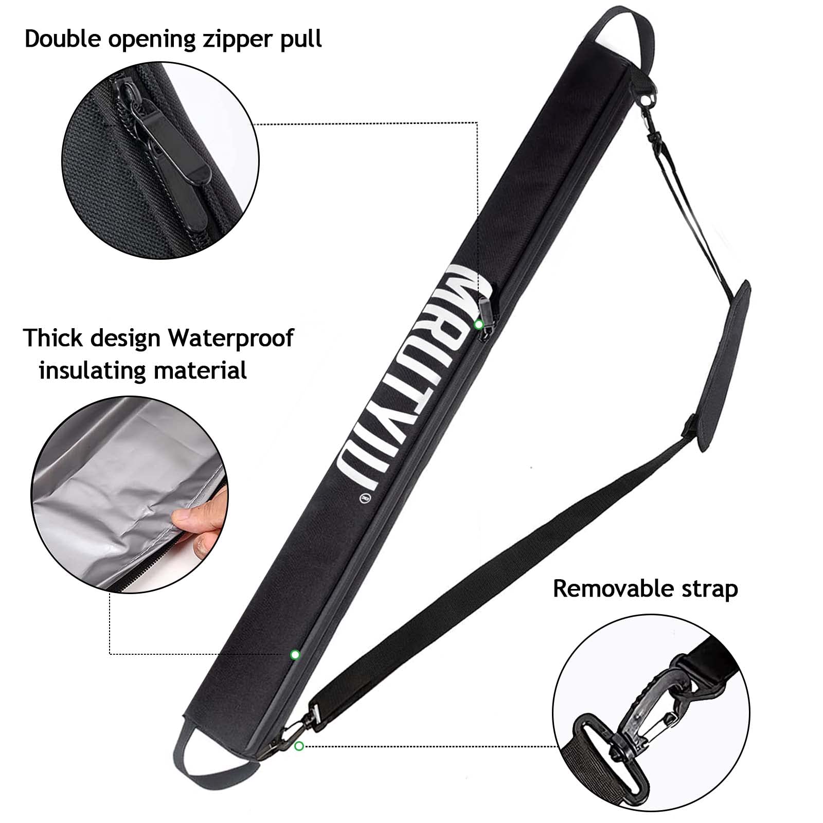 MRUTYIU Golf Beer Sleeve, 12 oz Capacity, Insulated Thermal Material, Fits Most Can Sizes, Adjustable Carry Strap, Black Oxford Cloth Material