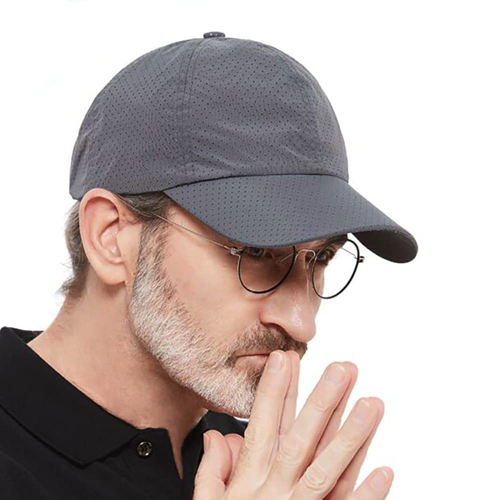 Malaxlx 2 Pcs Unisex Breathable Mesh Grey Baseball Cap Quick Dry Lightweight Cooling Sports Hat Truker Cap for Men Women