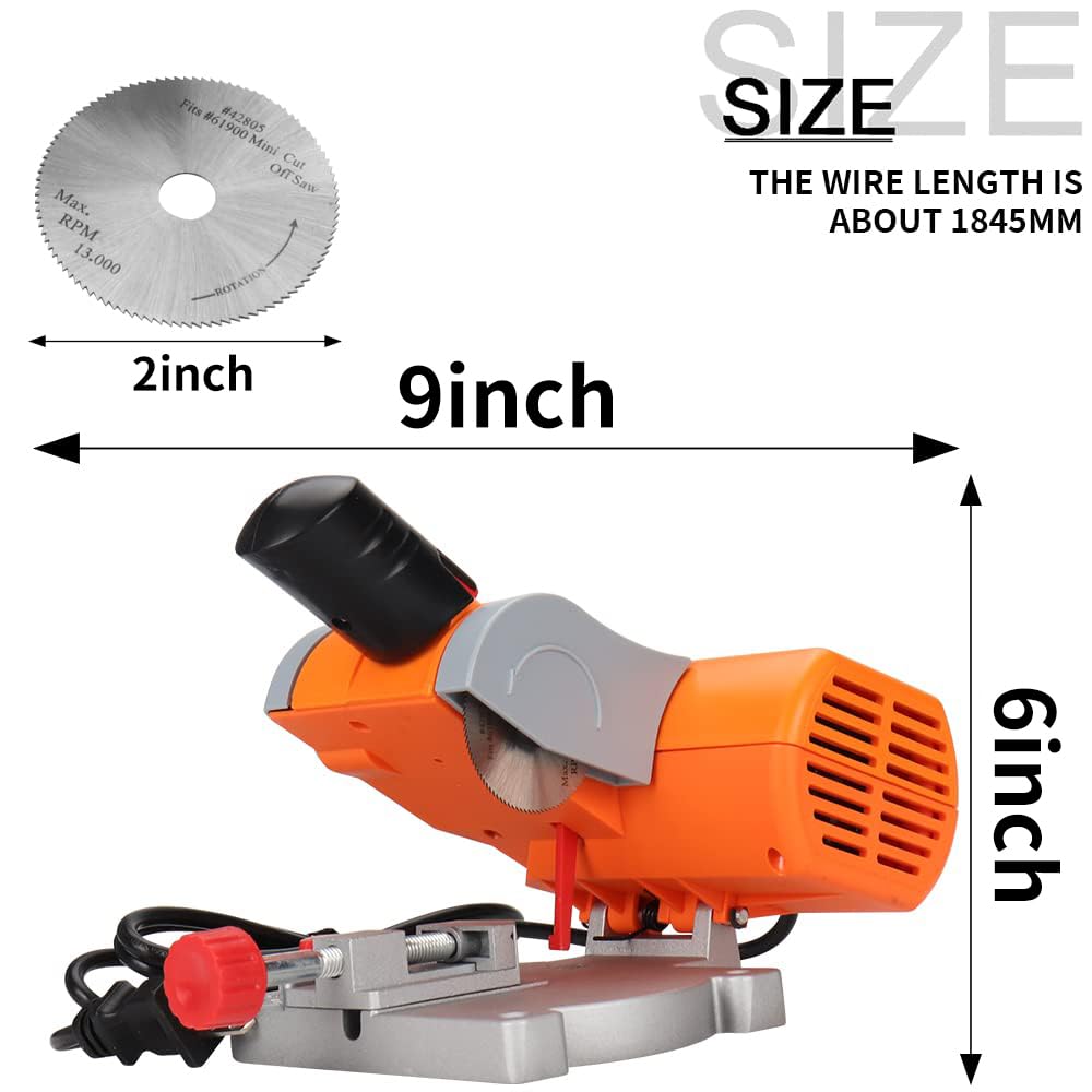 NuoDunco Mini Miter Cut-Off Chop Saw for Steel Stainless Steel DIY Woodworking Hobby Model Metal Brass Cutting, Cut-Max 1/2"High x 1/2"Wide or 1/4"H x 3/4"W
