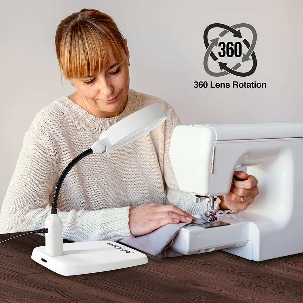 JollyCaper - Magnifying Glass with Light and Stand - Led Magnifying Lamp 8X - 6 LED - Magnifying Lamp for Sewing Table, Crafts, Reading Light, Jewelry