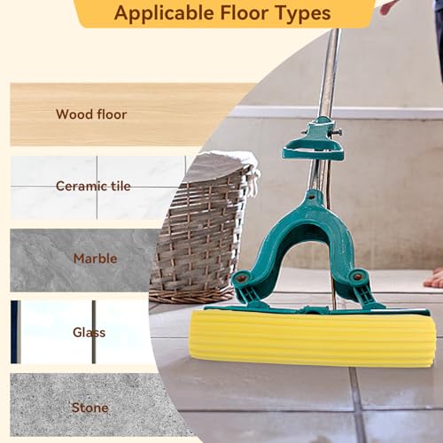 PVA Sponge Roller Mop Head Refills, Sponge Mop Head Replacement Super Absorbent Roller Mop Refill Sponge Mop Head Refill PVA Foam Professional Mop Head for Home Cleaning Tool, Yellow, Set of 2