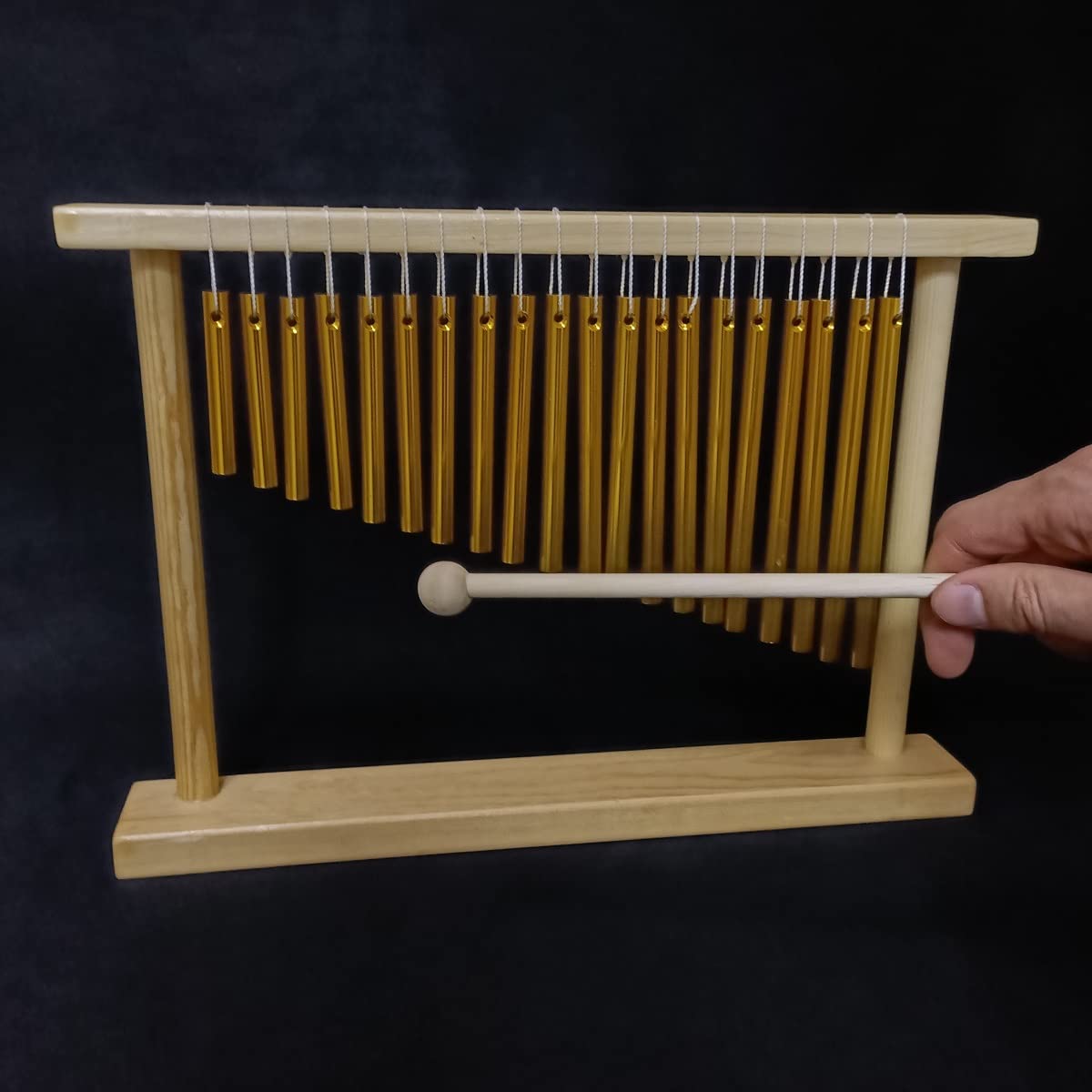 LOONELO 20-Tone Top Bar Chime,Wind Chime Instrument Percussion for Music Classroom,Meditation,Yoga with Mounting Stand and Mallet (Gold)