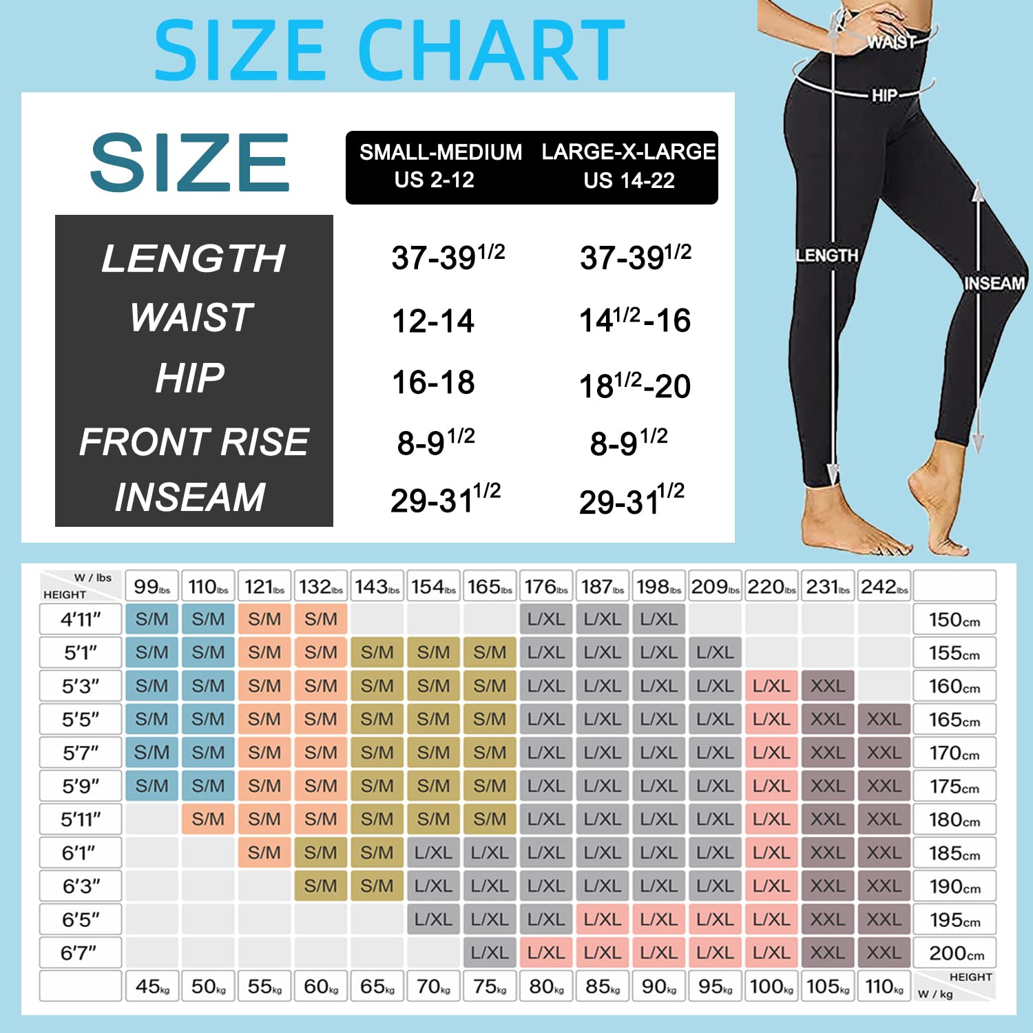 Leggings for Women - Butt Lift High Waisted Tummy Control No See-Through Yoga Pants Workout Running Leggings Black Small-Medium
