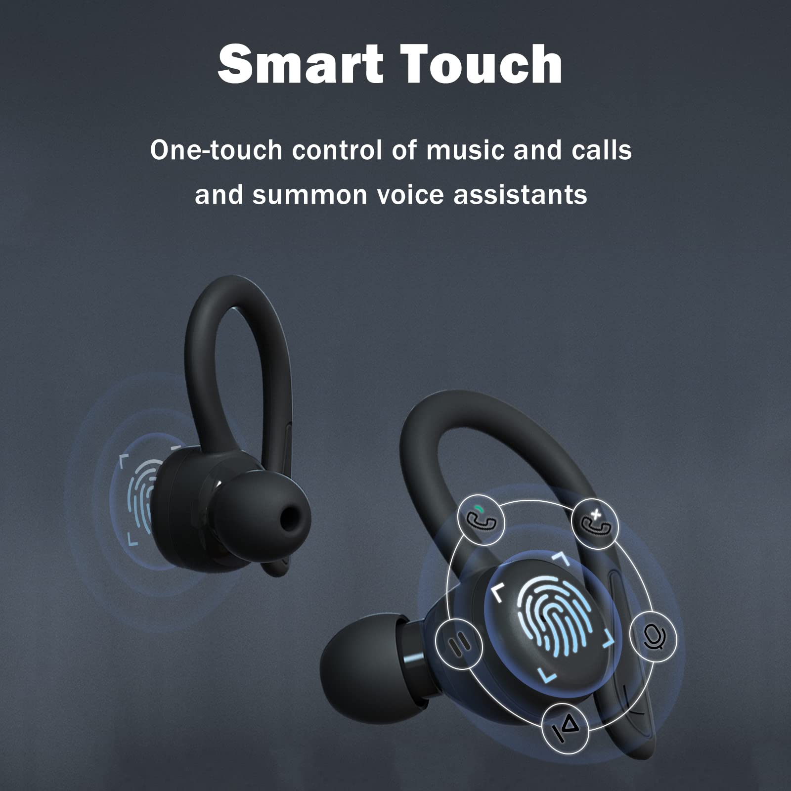 Orange Over the Ear Wireless Earbuds with Earhooks Bluetooth Earbuds with Ear Hook Workout Running Sport Headphones Waterproof Ear Buds Small Mini Earphones Noise Cancelling Headset with Microphone