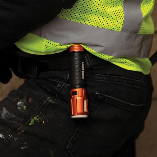 Klein Tools 56412 Rechargeable LED Flashlight with Worklight, 500 Lumens, USB Charging Cable, Pocket Clip, Battery Life Indicator, Magnetic
