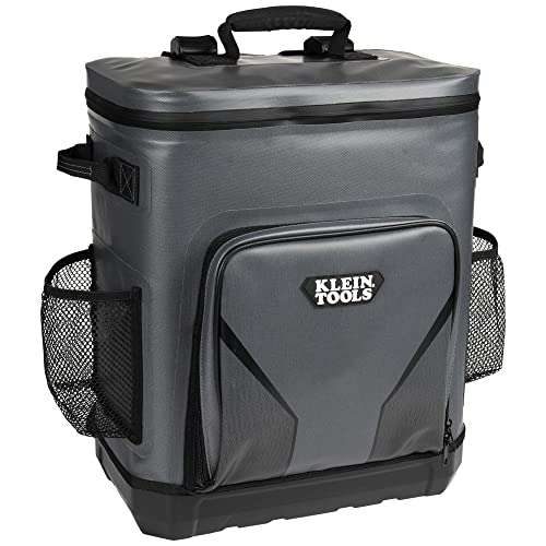 Klein Tools 80126 Cooler Backpack and Ice Pack Set, 30 Cans, Insulated, Rugged, Ideal for Jobsites, Hunting, Camping or The Beach, 3-Piece