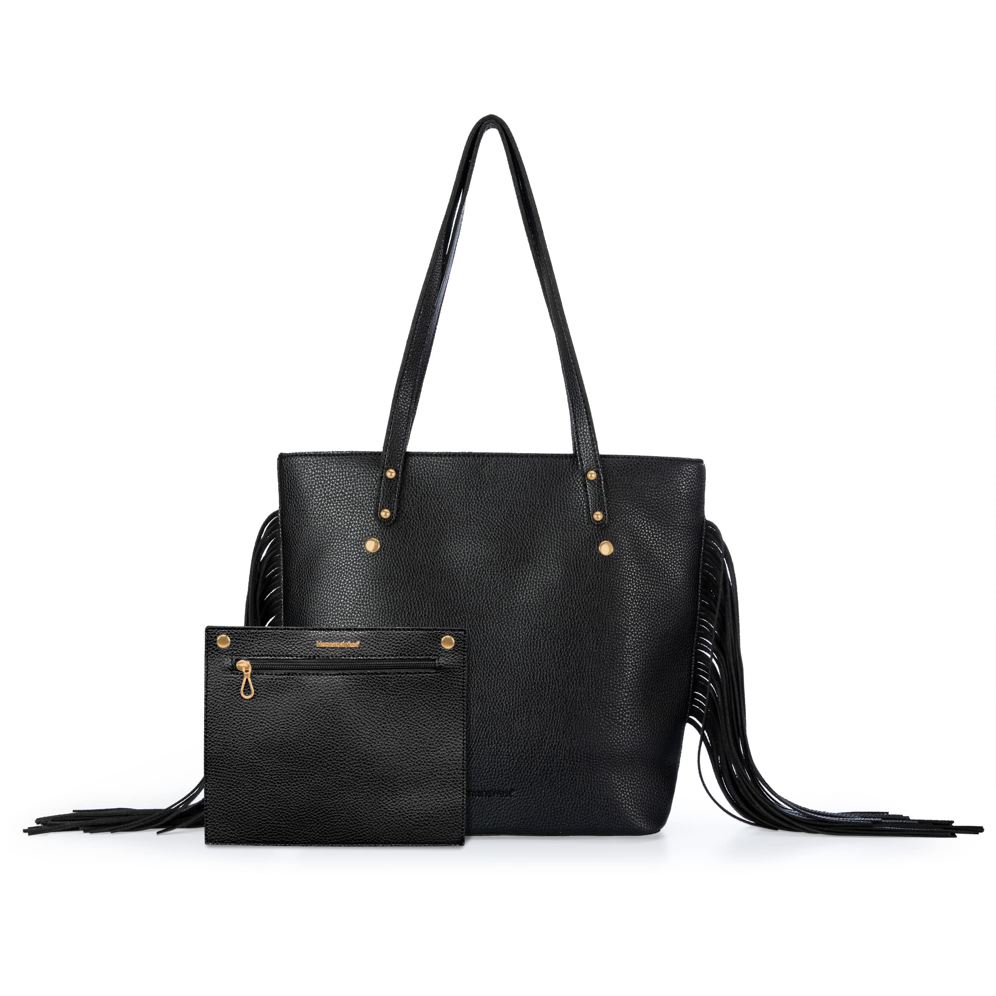 Montana West Fringe Tote Bag for Women Vegan Leather Large Purse for Work AR1-MWC-067-BK